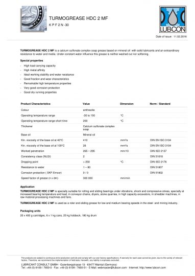 Lubricant 05 Technical data sheet - Gruetzner