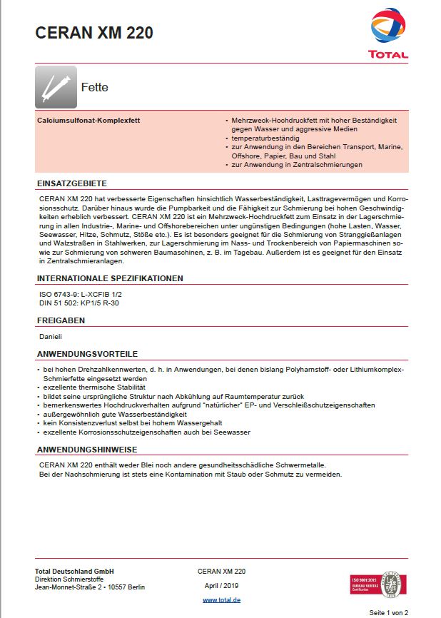 Lubricant 04 Technical data sheet - Gruetzner