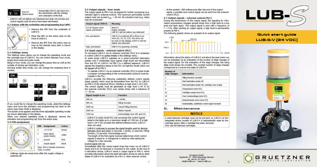 LUB-S-V Kurzanleitung - Gruetzner