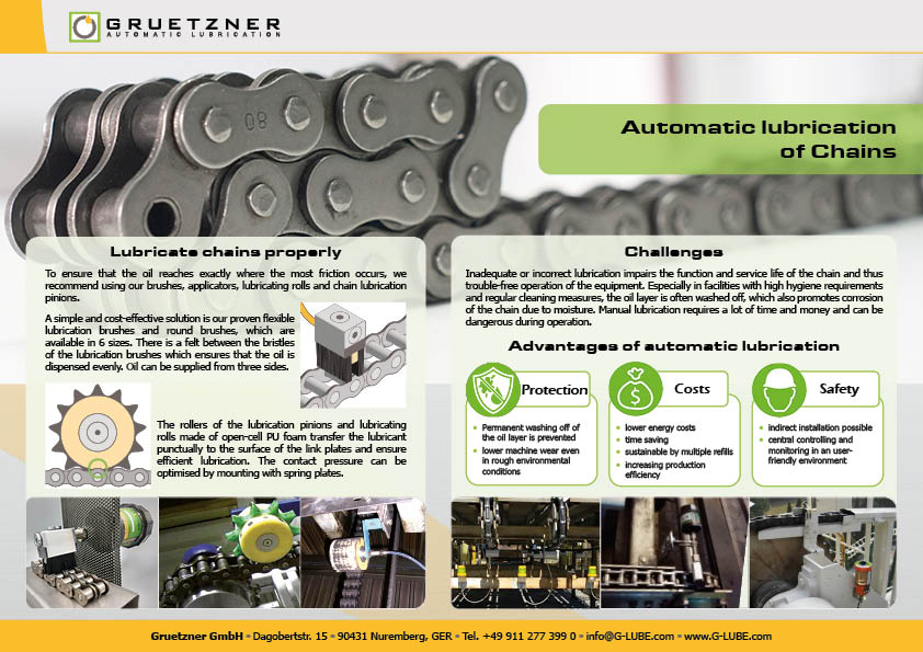 Application flyer chain lubrication - Gruetzner